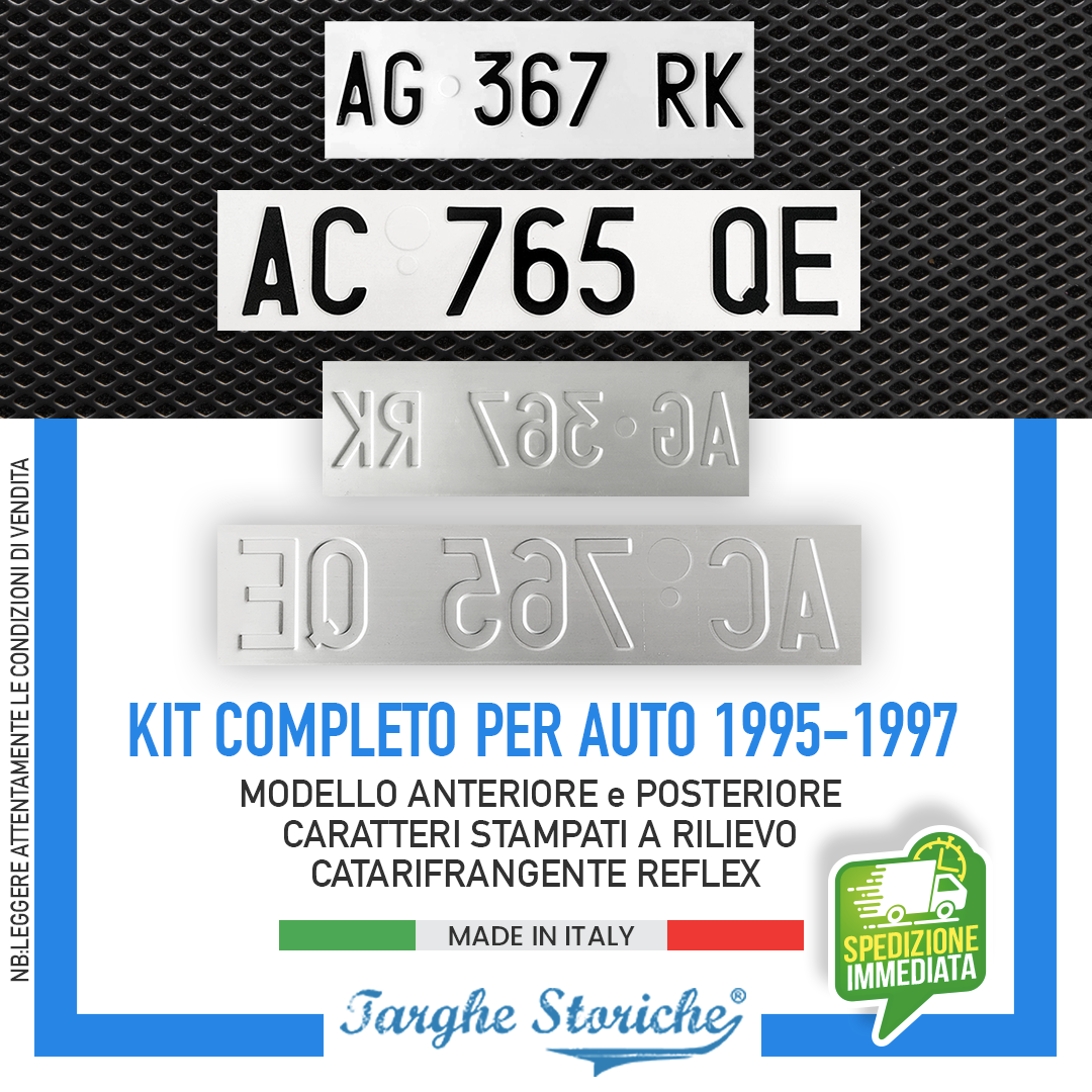 Kit Completo Targa Auto Posteriore e Anteriore dal 1995 al 1997 ...