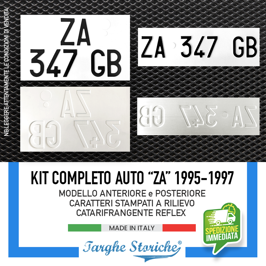 Kit Completo Targa Auto Posteriore e Anteriore dal 1995 al 1997 (ZA ...