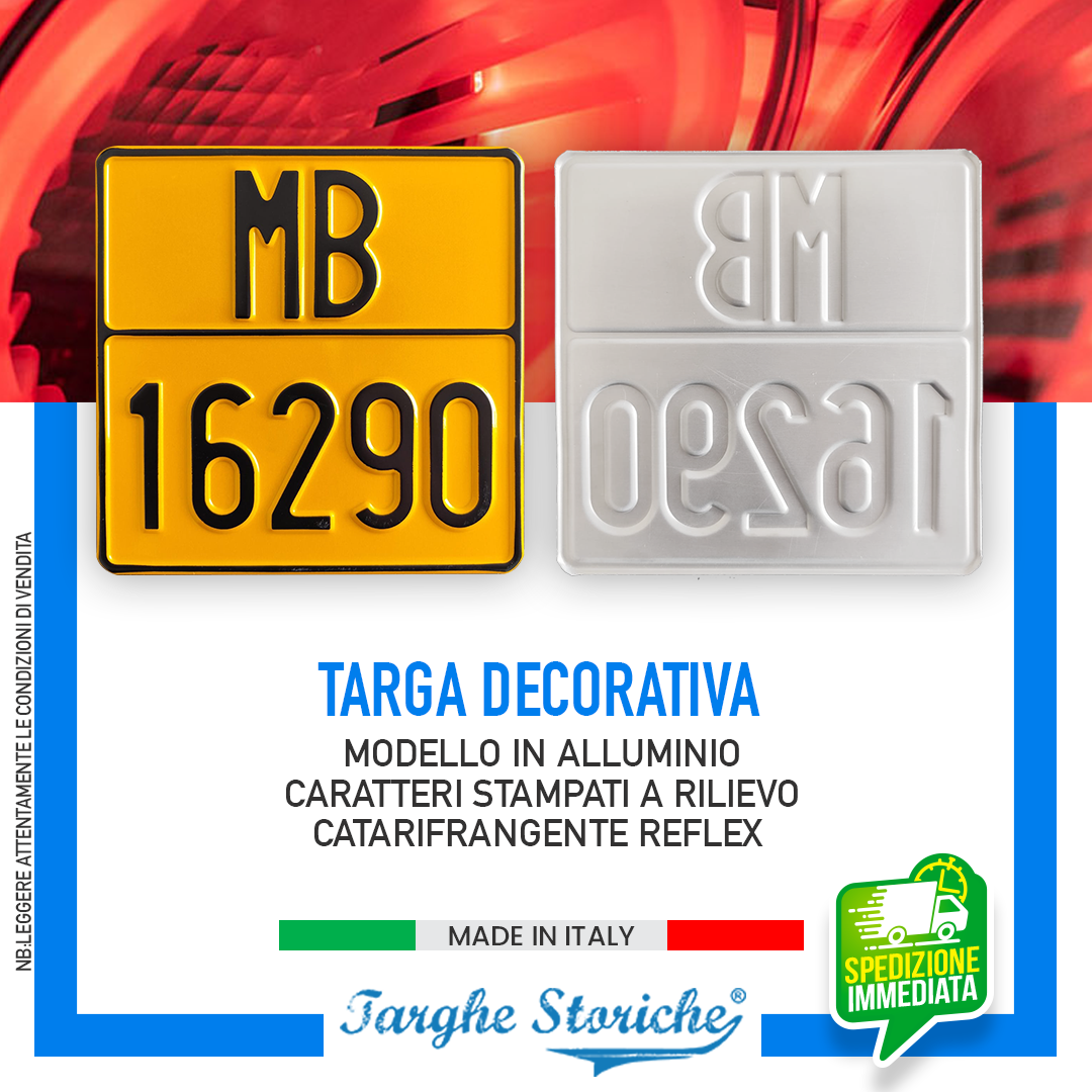 Targa Moto per competizioni in Alluminio Catarifrangente, Caratteri in ...