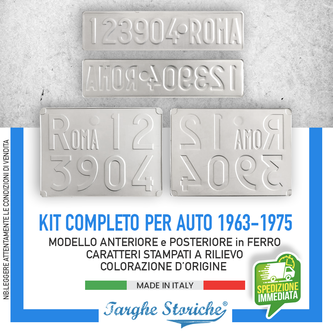 Kit Coppia Targhe per veicoli dal 1960 al 1962 - Targhe Storiche
