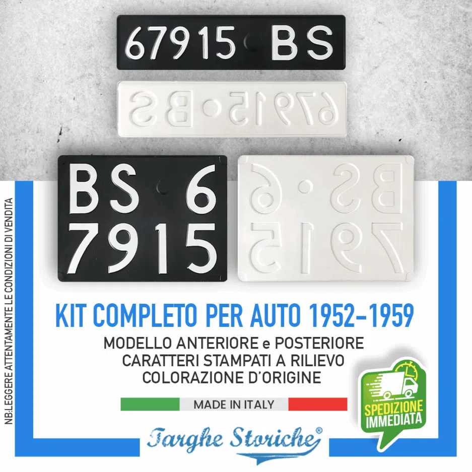 Kit Coppia Targhe per veicoli dal 1952 al 1959 - Targhe Storiche