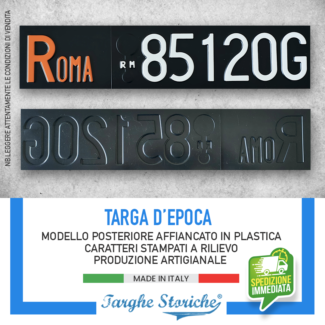 Targa Auto Epoca Posteriore dal 1976 al 1984 in Plastica (Affiancata ...