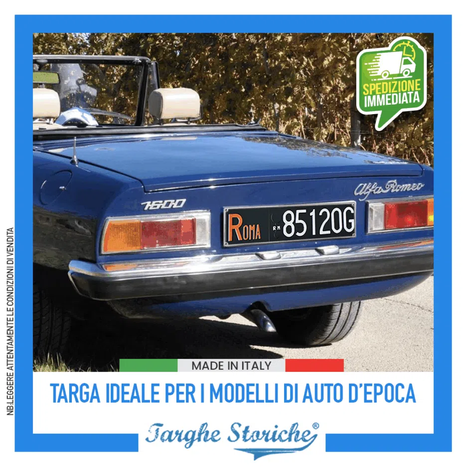 Targa Auto Epoca Posteriore dal 1976 al 1984 in Plastica (Affiancata ...