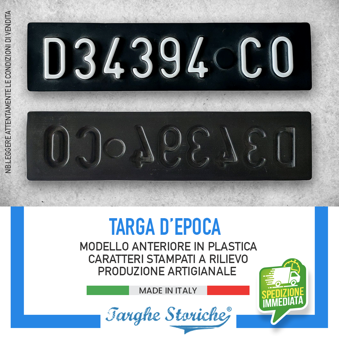 Targa Auto Epoca Anteriore dal 1963 al 1984 in Plastica - Targhe Storiche