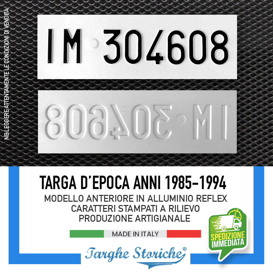 Targa Auto Epoca Anteriore dal 1985 al 1994 in Alluminio ...