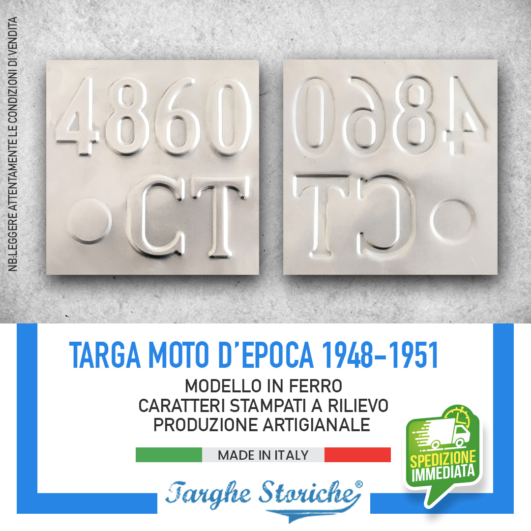 Targa Moto Epoca per motoveicoli dal 1948 al 1951 (Predisposizione ...