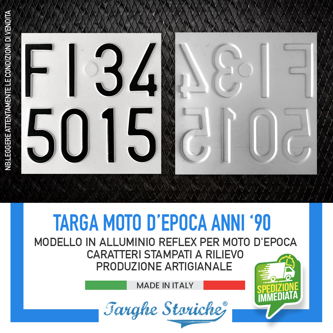 Targa Moto Epoca in Alluminio Catarifrangente dal 1985 al 1994 - Targhe ...