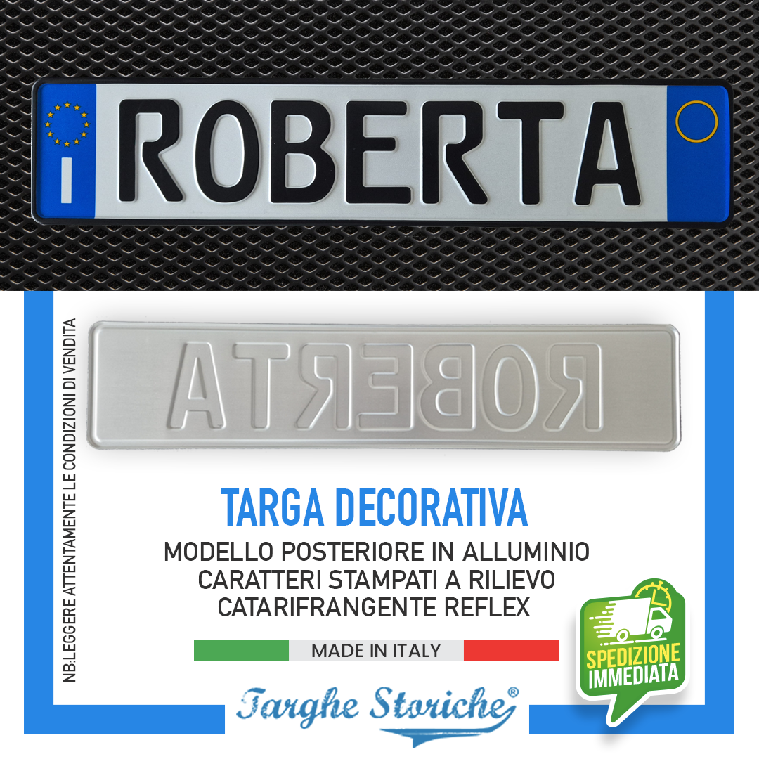 Targa Auto Posteriore Replica con caratteri Tedeschi in Rilievo ...